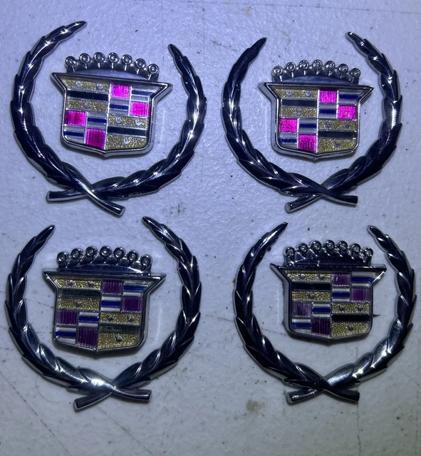 CADILLAC CHROME WREATH & CREST Chrome EMBLEMS Set Of 4 EUR 33,83 ...