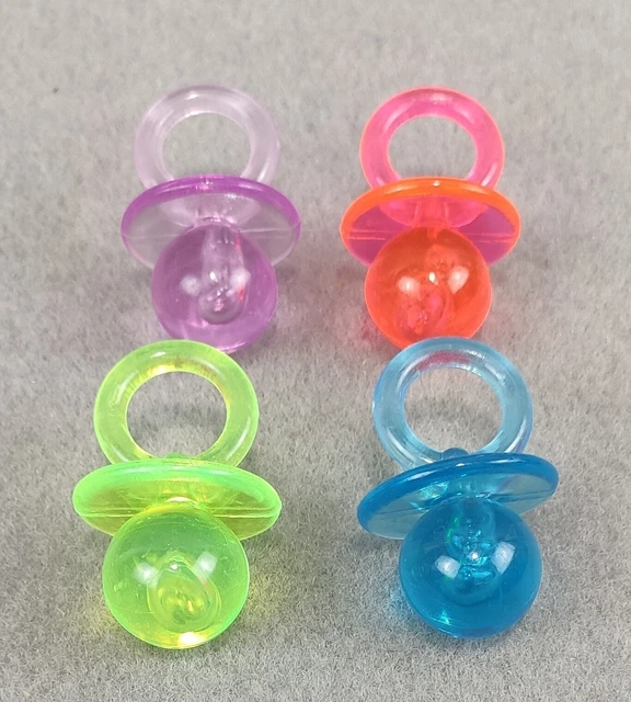 4X CIUCCI CIUCCETTI Anni 90 Plastica Trasparente Colorata New Ciuccio ...