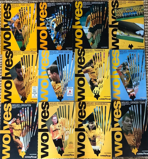12 WOLVERHAMPTON WANDERERS Wolves Home Football Programmes 1991-1992 ...