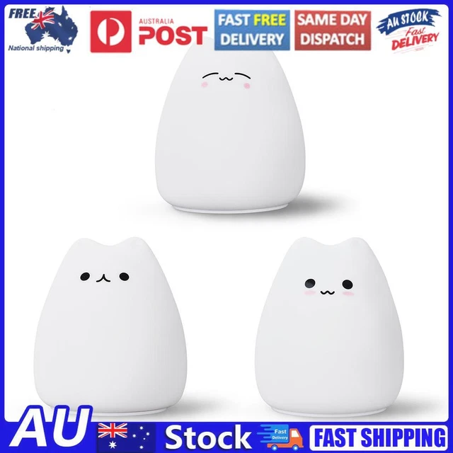 7 COLOR SOFT Silicone Pat LED Night Light Cute Cat Lamps for Kids ...