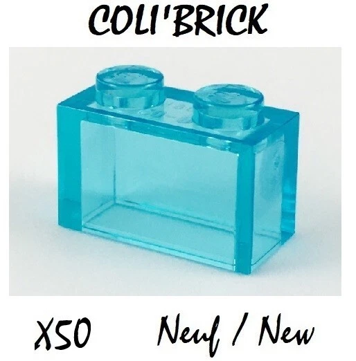 LEGO 3065 - 50x Briques / Brick 1x2 without Bottom Trans Clear - 35743 ...