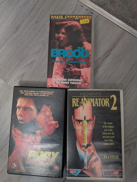 BUNDLE OF 3 Horror VHS tapes - Re-animator 2 / The Brood & Body Melt ...