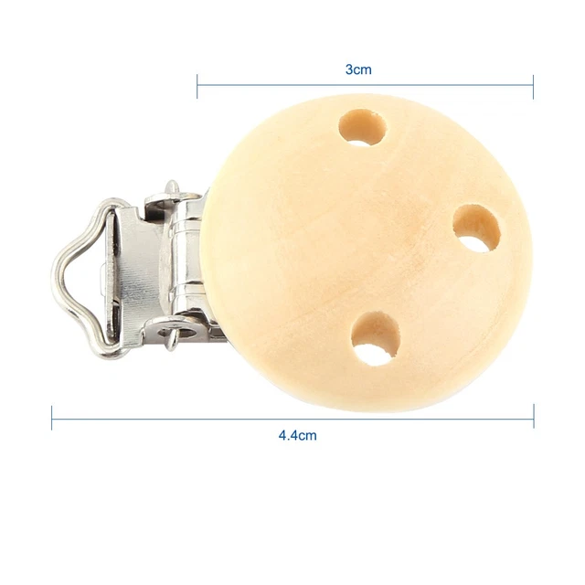 10X ROUND WOOD Natural Baby Pacifier Clip Charm Infant Nipple Clasp 3 ...
