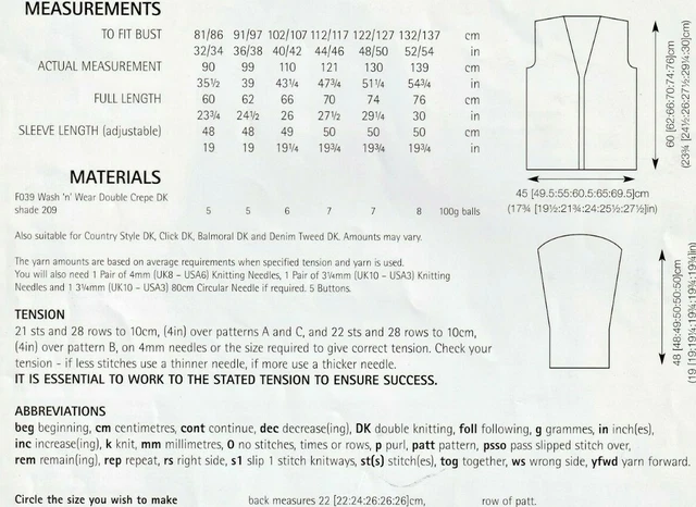 1194 LADIES DK LACY CARDIGAN 32-54" 81-137cm VINTAGE KNITTING PATTERN ...