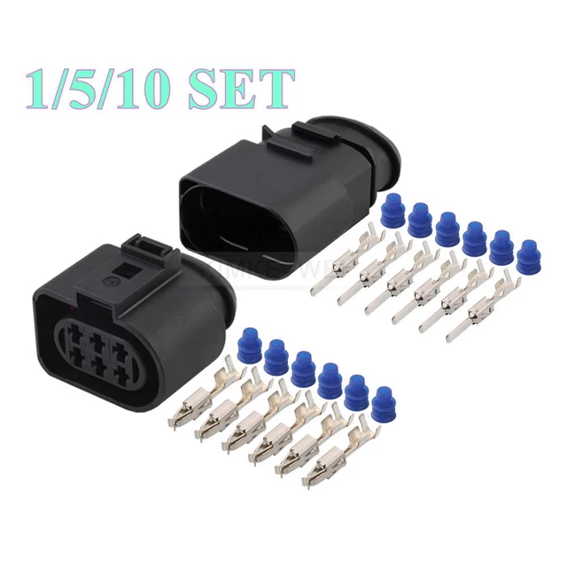 6 PIN AUTOMOTIVE Male Female Connector Plug Socket Kit for VW Audi Seat ...