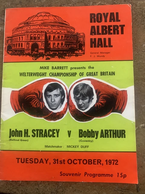 JOHN H STRACEY v Bobby Arthur. Welterweight Championdhip If Great ...