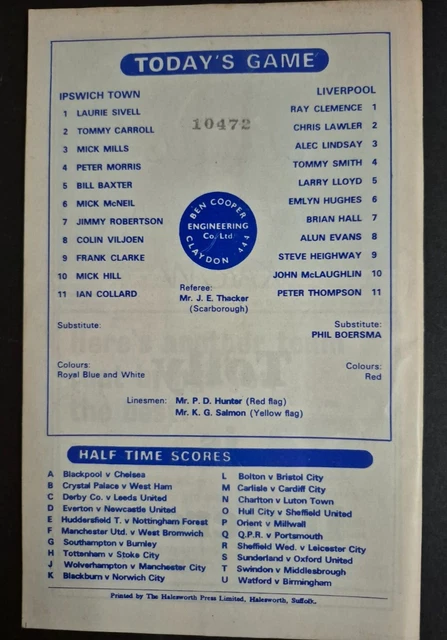 LIVERPOOL FC PROGRAMMES - 5 Programme Bundle vs Ipswich Town & Spurs £3 ...