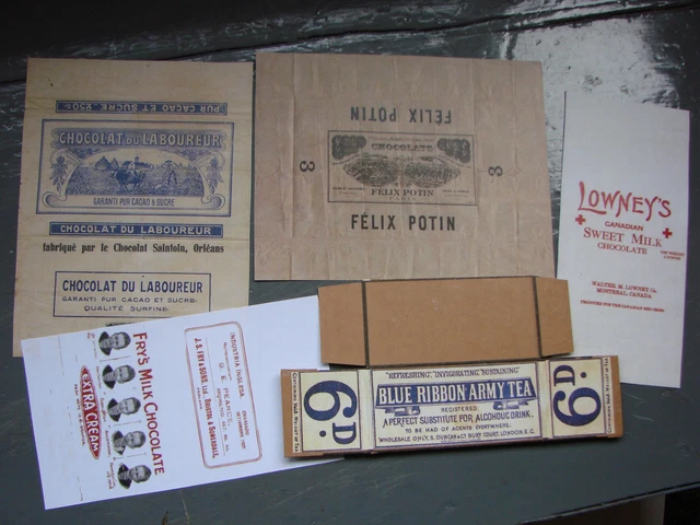 REPRO WW1 FOOD chocolate labels, tea box packet, rations British Army ...