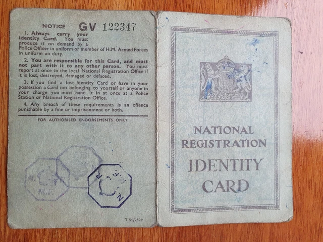 WW2 BRITISH NATIONAL Registration Identity Card Cleckheaton 1943 Issue ...