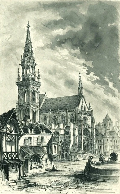 RARE DESSIN ORIGINAL de Peter Hawke (1801-1887) Plume encre et lavis ...