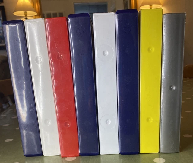 8 EMPTY VHS VIDEO TAPE STORAGE CASES Red, Yellow, Silver, Blue - Up ...