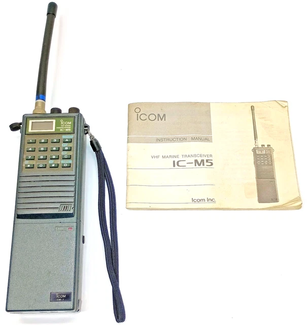 1988 VINTAGE ICOM IC-M5 VHF/MARINE HT RADIO WITH MANUAL - looks good ...