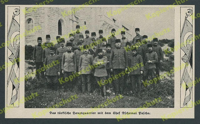 CEMAL PASCHA OSMAN. Hauptquartier Offiziere dt. Asienkorps Jerusalem ...