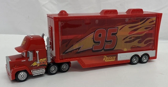 DISNEY PIXAR CARS Mack Hauler Truck & 15 die-cast Mini Racers. Mattel ...