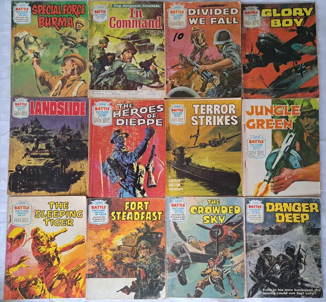 12 VINTAGE BATTLE Picture Library War Comics Fleetway 1975 "Special ...