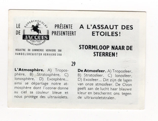 JACQUES CHOCOLATE 1950S. (Space). #029 The atmosphere cross-section $4. ...