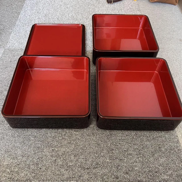 JAPANESE ECHIZEN LACQUERWARE Three-Tier Box Made Of Domestic Natural ...