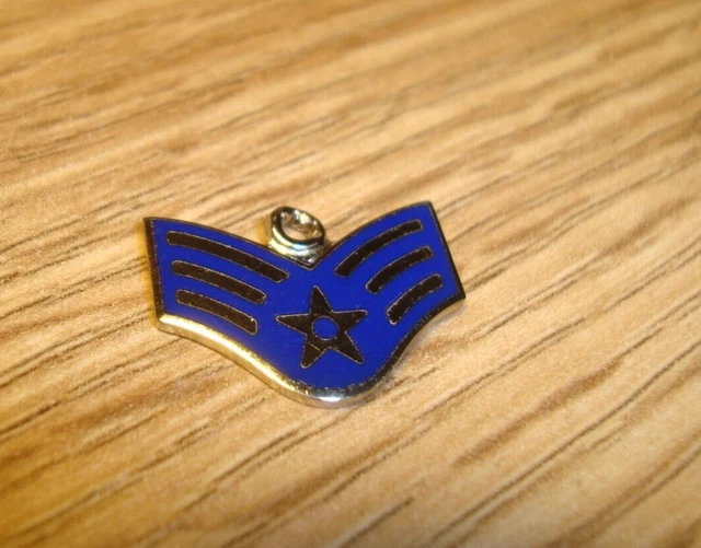 USAF AIR FORCE E-4 Sr Airman/Sgt Rank Insignia Metal Charm Silver Tone ...