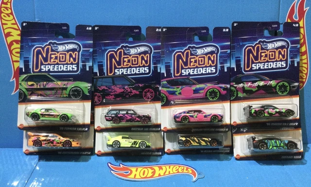 HOT WHEELS NEON Speeders Set Toyota Datsun Nissan Mazda Mitsubishi ...
