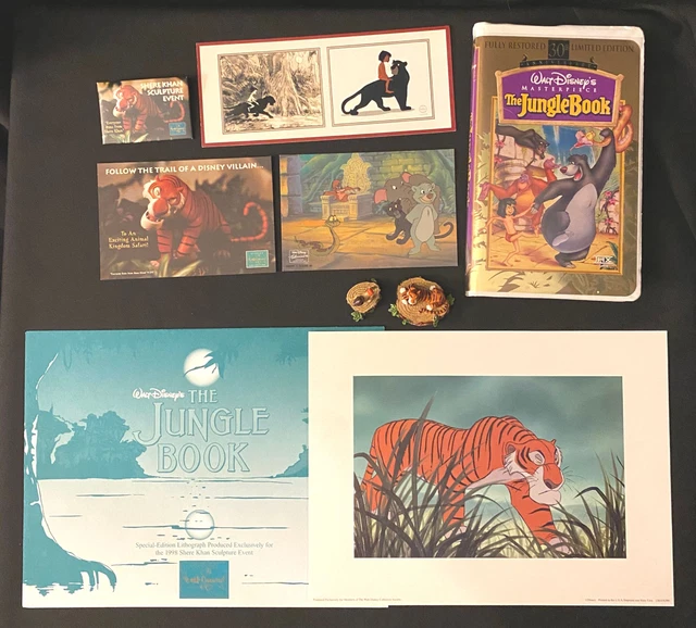 WDCC DISNEY JUNGLE Book Shere Khan Lithograph + VHS + Tiny Kingdom ...