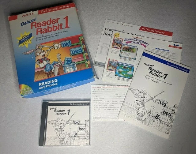 DELUXE READER RABBIT 1 CD-ROM Vintage PC Game The Learning Company ...