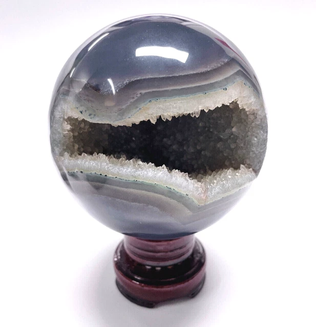 1547G NATURAL AGATE Geode Sphere Crystal Ball Reiki Healing Energy ...