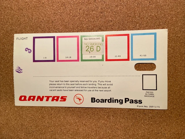 QANTAS AIRLINE VINTAGE Original Boarding Pass $19.99 - PicClick CA