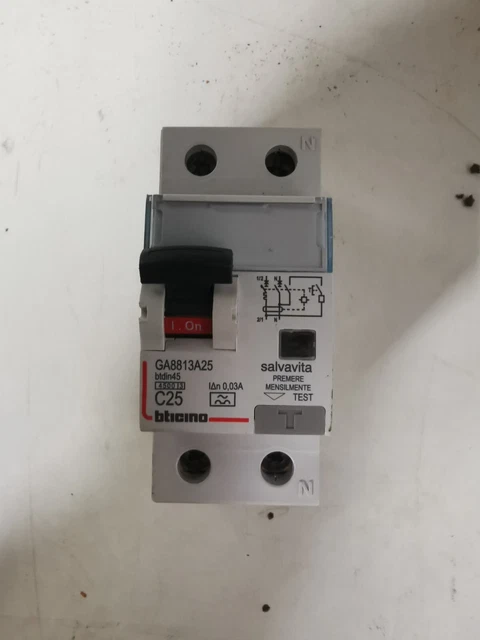 BTICINO BTDIN GA8813A25 1P+N 230V Interruttore Magnetotermico Differenziale -... EUR 59,00 ...