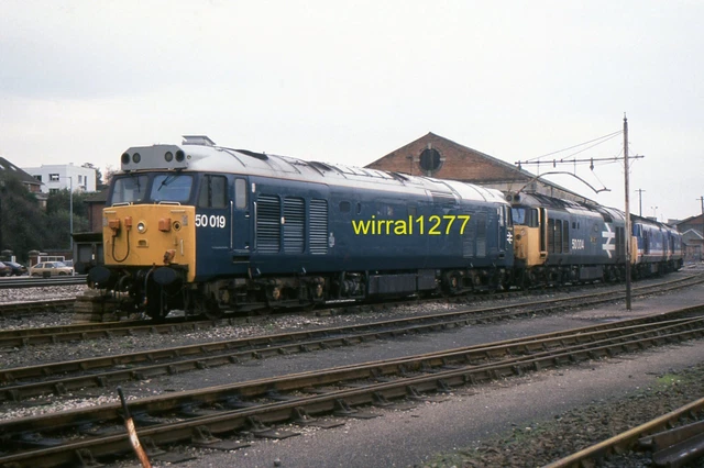 ORIGINAL RAILWAY SLIDE Class 50 50019 at Exeter Riverside 26.11.90 £4. ...