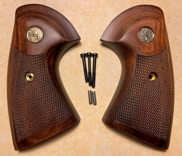 COLT PYTHON E/I Frame Target Grips Checkered Super Walnut GOLD Colt ...