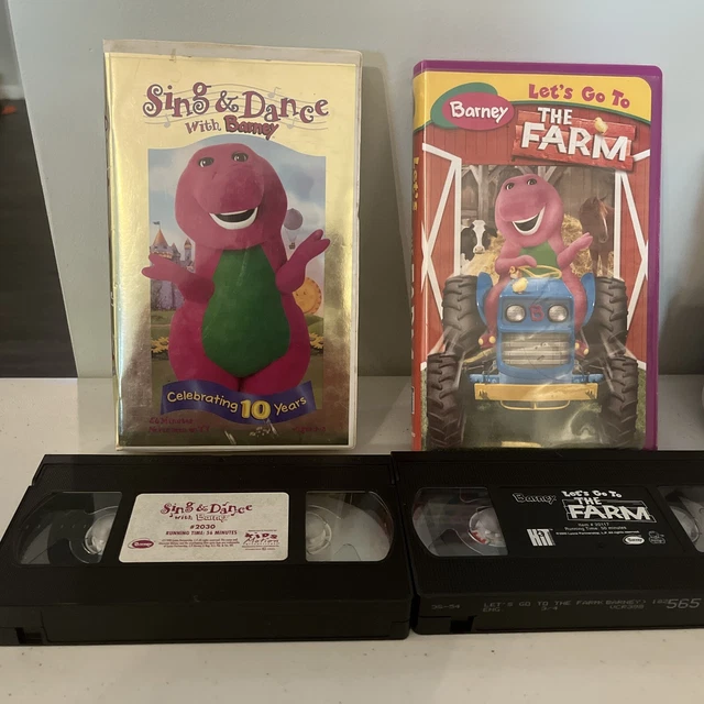 BARNEY VHS LOT Of 2 Clamshells Sing And Dance With Barney Lets Go To ...