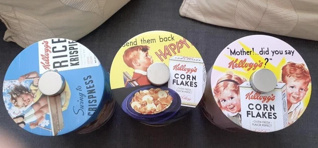 3 LARGE RETRO Kelloggs Corn Flakes Rice Krispies Bran Flakes Cereal ...