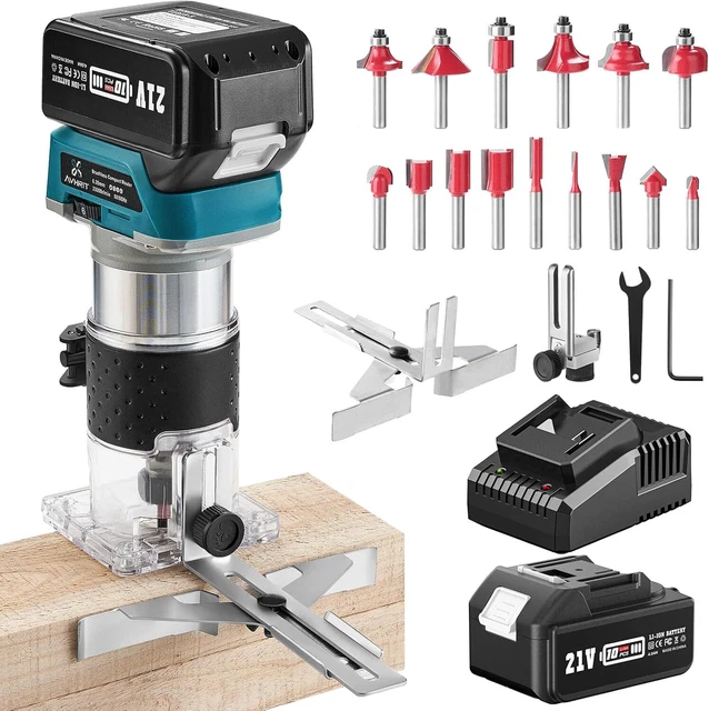 BRUSHLESS CORDLESS ROUTER 21V Wood Router Tool 4.0Ah Battery 1/4 ...