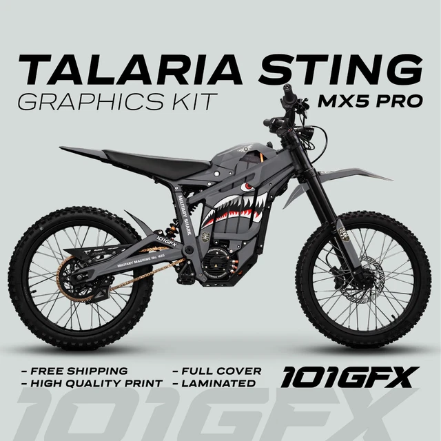 TALARIA STING MX5 PRO Graphics Kit MILITARY SHARK Grey Decals Stickers ...