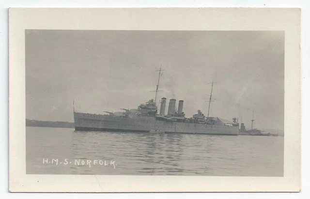 HMS NORFOLK COUNTY class Heavy Cruiser Royal Navy Unused RP PC Ipswich ...