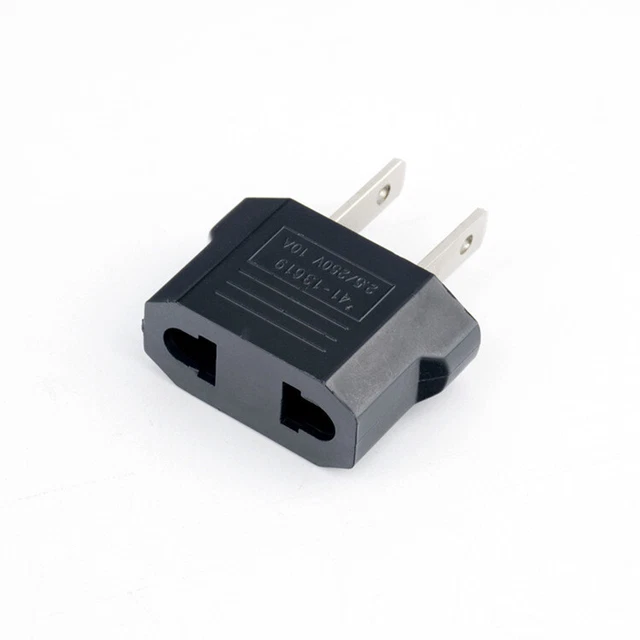 TRAVEL ADAPTER US Plug 2 pin to Universal Outlet Converter 110V-220V ...