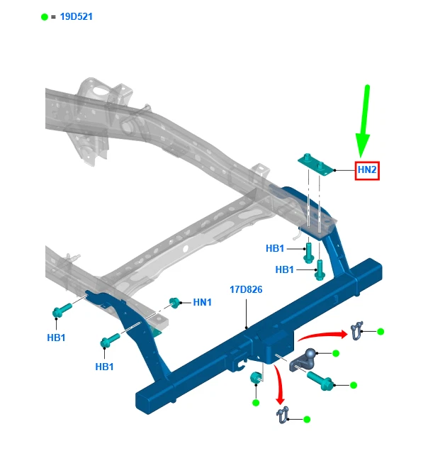 FORD RANGER T6 MK1 Tow Bar Left Plate Nut 1805895 AB39-16A909-BC NEW ...
