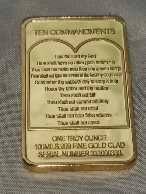 JESUS CHRIST 10 Commandments Gold Bar Crucifix Easter Birds Prayer Good ...