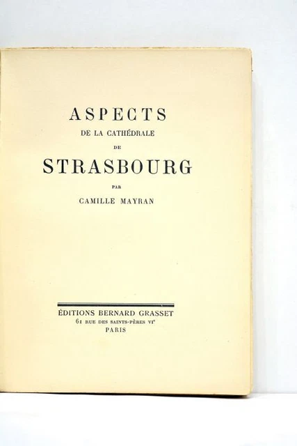 LIVRE ANCIEN MAYRAN Aspects De La Catedrale De Strasbourg 1931 EUR 30 ...
