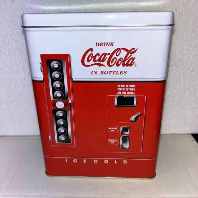 VINTAGE COCA-COLA BEVERAGE Coke Bottle Vending Machine Tin Box 1990’s £ ...