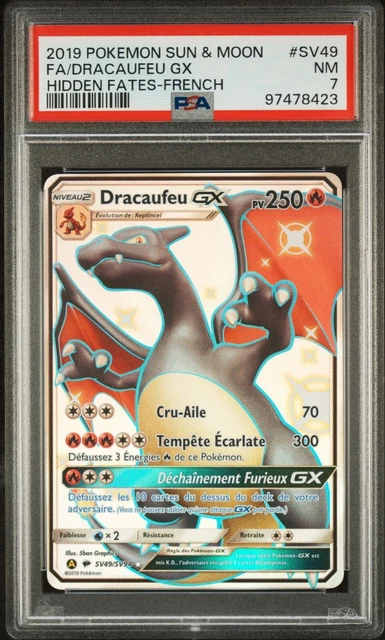 CARTE POKÉMON DRACAUFEU GX SHINY SV49/SV94 Destinées Occultes PSA 7 FR ...
