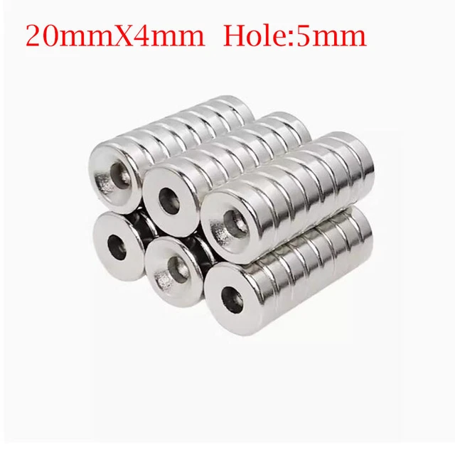 20 X RARE Earth Magnets 20mm x 4mm Countersunk Disc Hole:5mm N50 ...