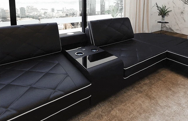 MITTELKONSOLE STECKDOSE SOFA Luxus Multifunktionskonsole USB Hochglanz ...