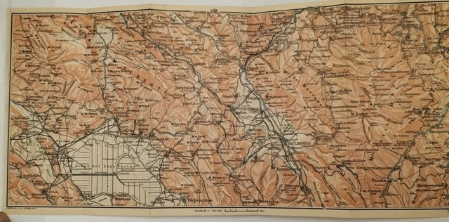 1926 MAP OR map of Lake Fucino Sulmona Pratola Abruzzo T.C.I. £17.05 ...