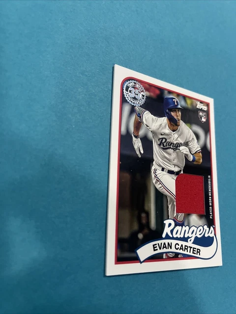 2024 TOPPS SERIES 2 Evan Carter recrue joueur porté #89R2-EC Texas ...