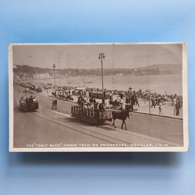 DOUGLAS POSTCARD 1948 Real Photo Toast Rack Horse Tram Isle of Man £7. ...