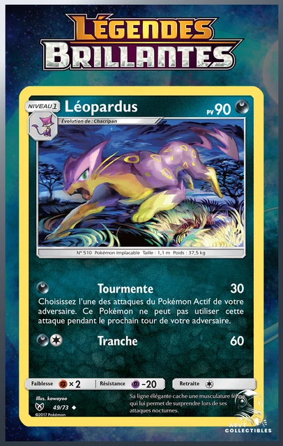 CARTE POKÉMON LEOPARDUS 49/73 SL3.5 Soleil Lune Légendes Brillantes FR ...