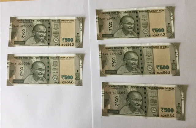 COLLECTION OF INDIAN Uncirculated currency notes of Rs.500/-after 2016 ...