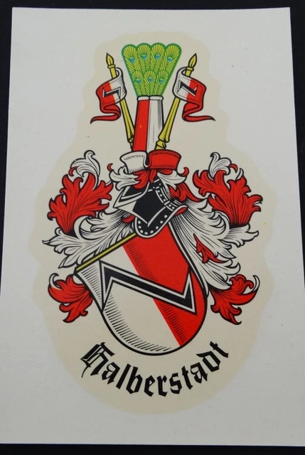 SCHIEBEBILD HALBERSTADT STADTWAPPEN Harz Souvenir-Aufkleber Oldtimer ...