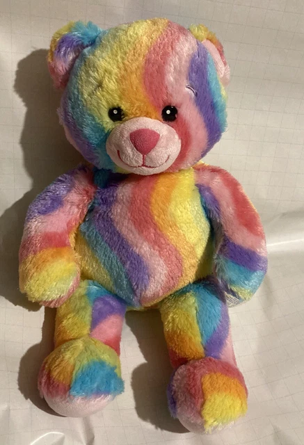 RAINBOW HUGS BEAR Build-A-Bear Workshop Colourful Soft Plush Toy Teddy Gift £5.99 - PicClick UK